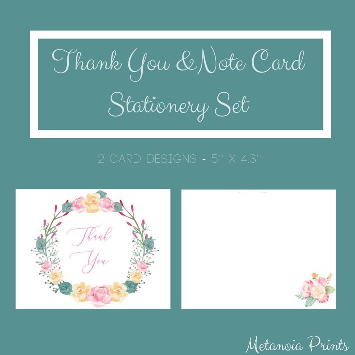 Thank You Cards Note Cards Printable Postcards Digital - Etsy