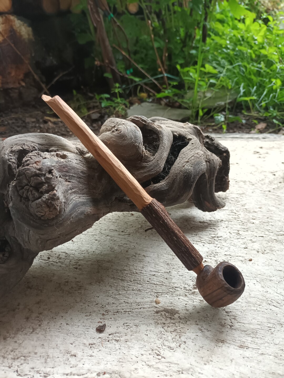 Gathering Pipe Knifecarved in Black Walnut and Kiwi Wood Knife-carved ...
