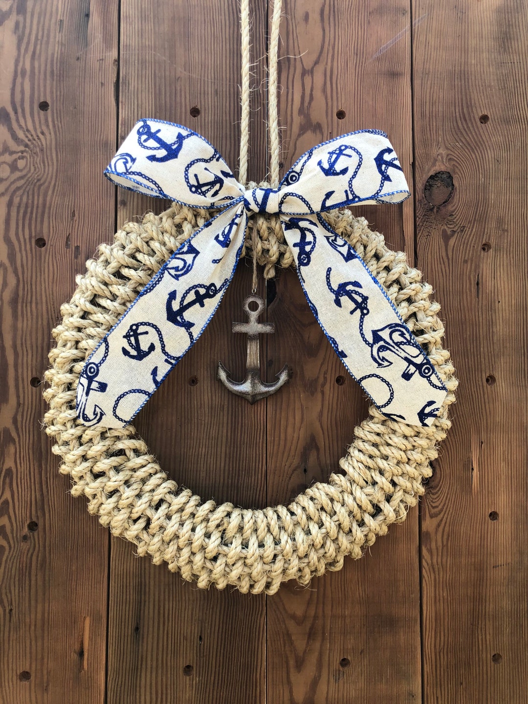 Handwoven Rope Wreath Nautical Wreath for Front Door Beach - Etsy