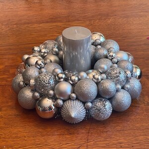 Small Silver Christmas Candle Ring, Table Candle Ornament Arrangement ...