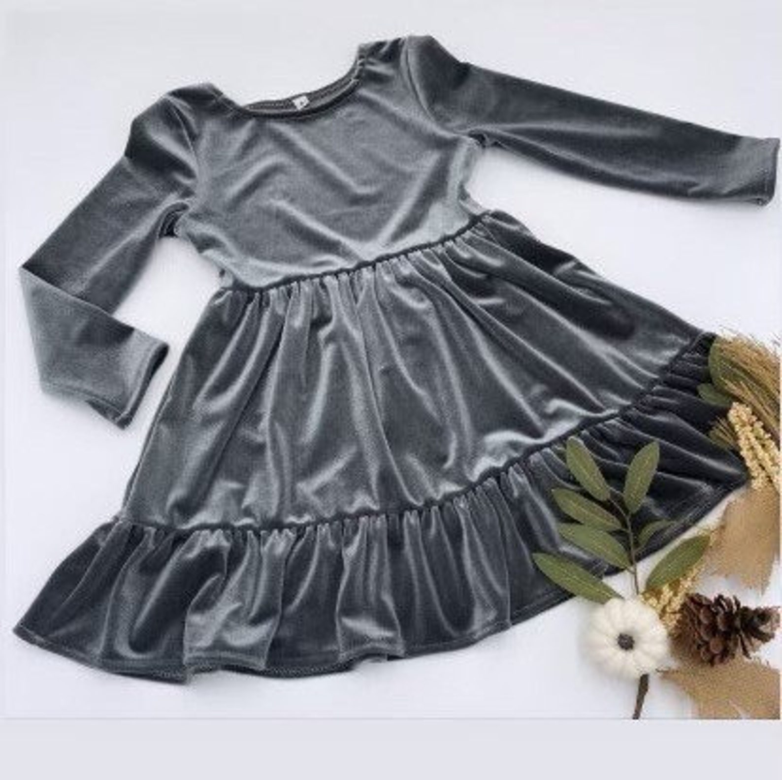 VELVET DRESS for Children Evening Gown Flower Girl First | Etsy