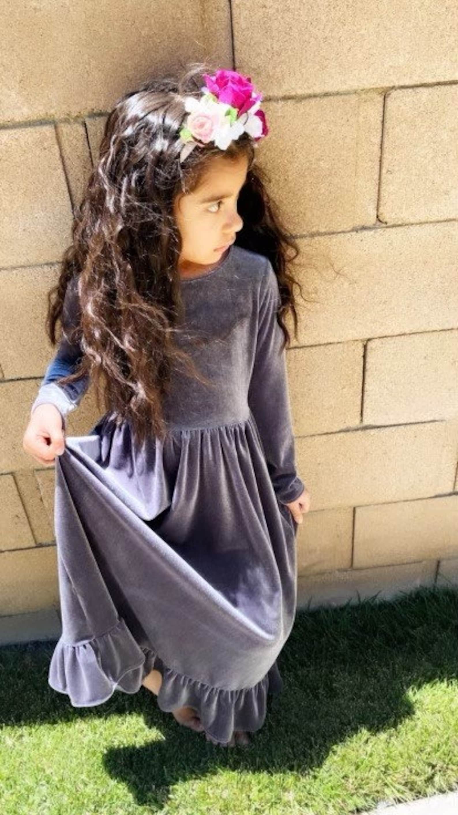VELVET MAXI DRESS for Children Evening Gown Flower Girl - Etsy