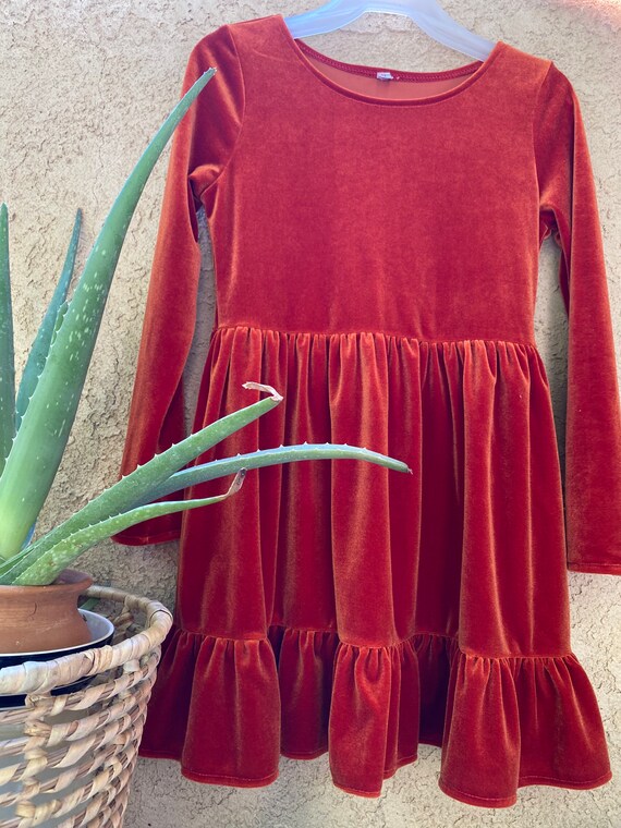 Velvet dress green girl velvet dress Children evening gown | Etsy