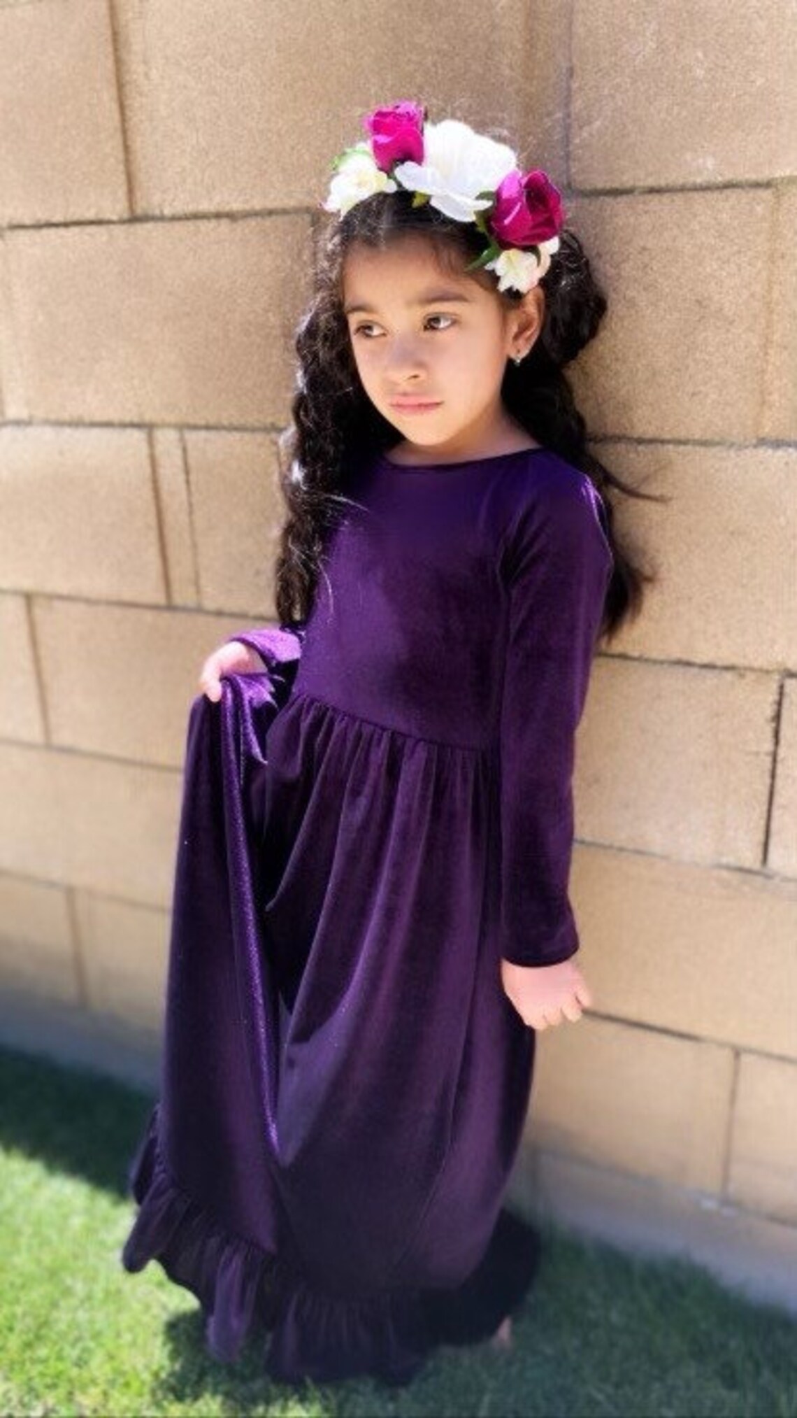 VELVET MAXI DRESS for Children Evening Gown Flower Girl - Etsy
