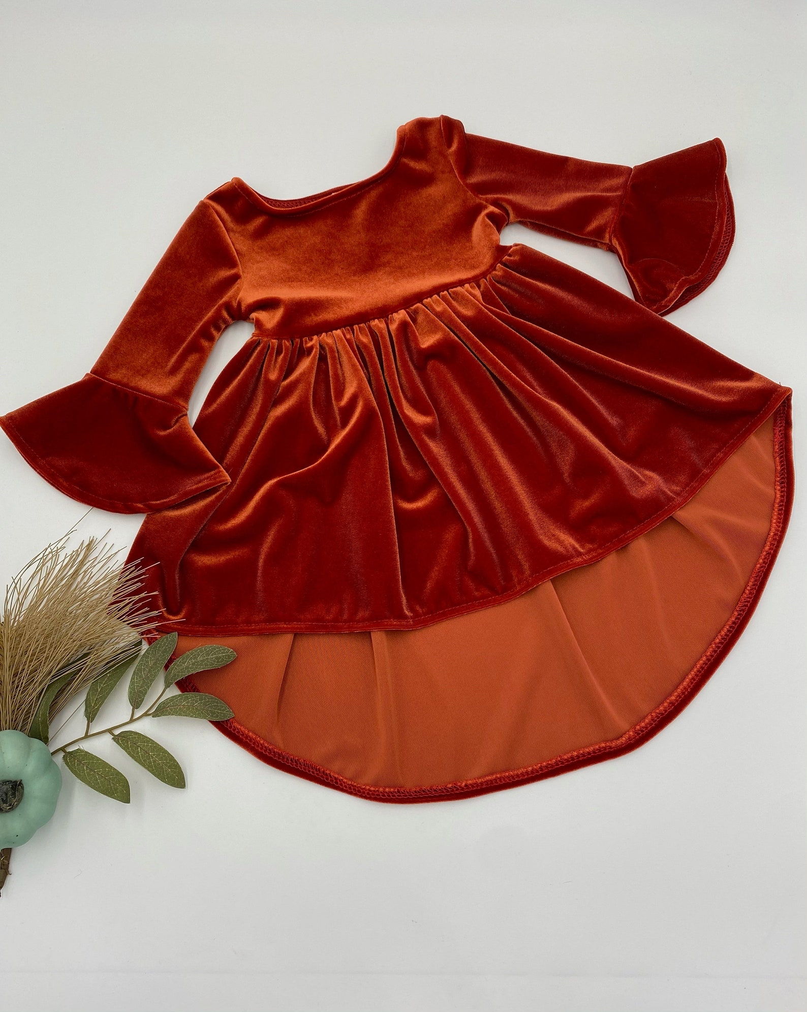 VELVET DRESS w/Low Back and Bell Sleeve for Children Evening | Etsy