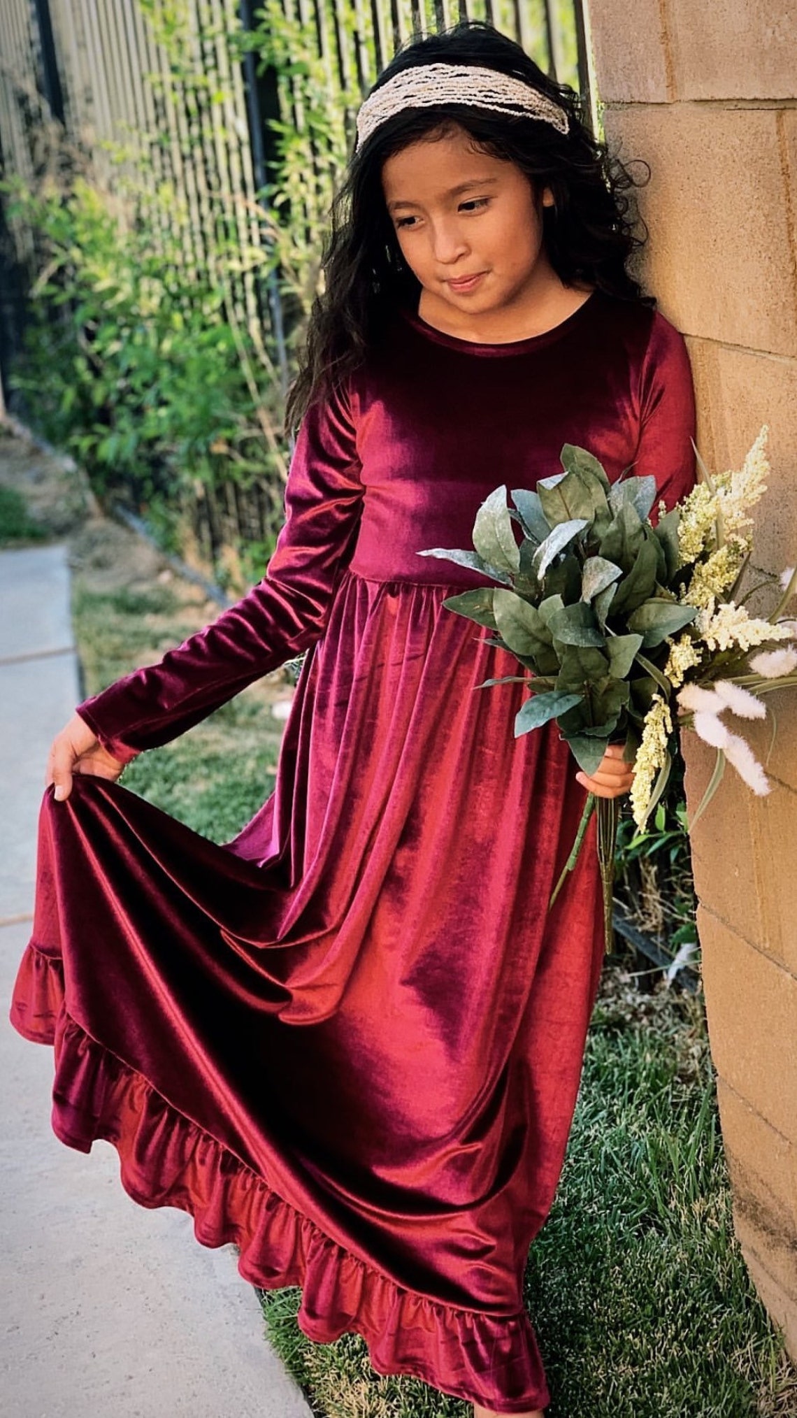 VELVET MAXI DRESS for Children Evening Gown Flower Girl - Etsy
