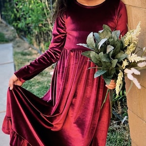 VELVET MAXI DRESS for Children Evening Gown Flower Girl | Etsy