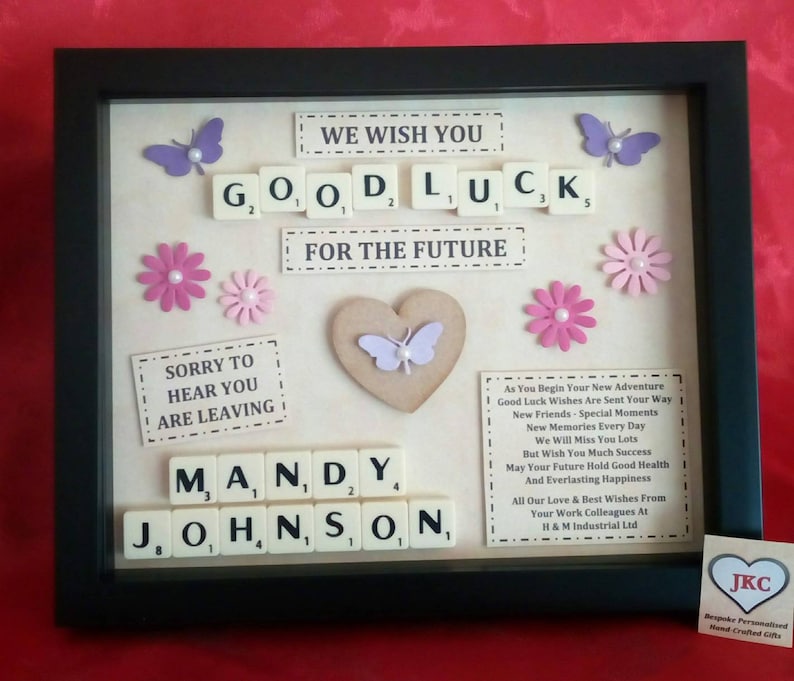 PERSONALISED LEAVING GIFT Box Frame Picture Keepsake Good Luck - Etsy UK