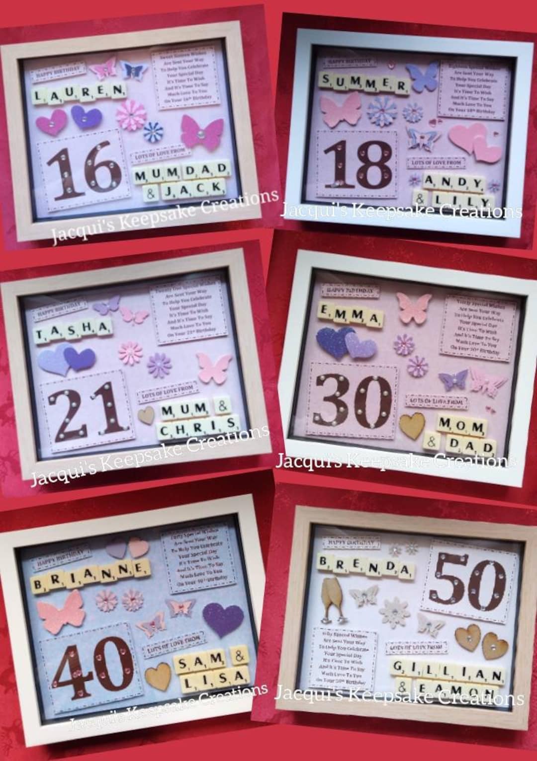 Personalized Birthday Keepsake Box Frame, Bespoke Gift Plaque, Any Age ...