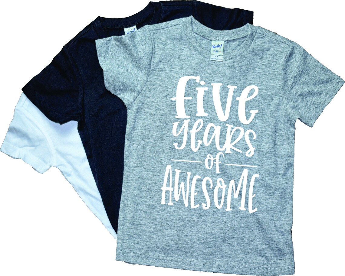 5th Birthday Shirts Five Years of Awesome 5 Year Old Birthday | Etsy