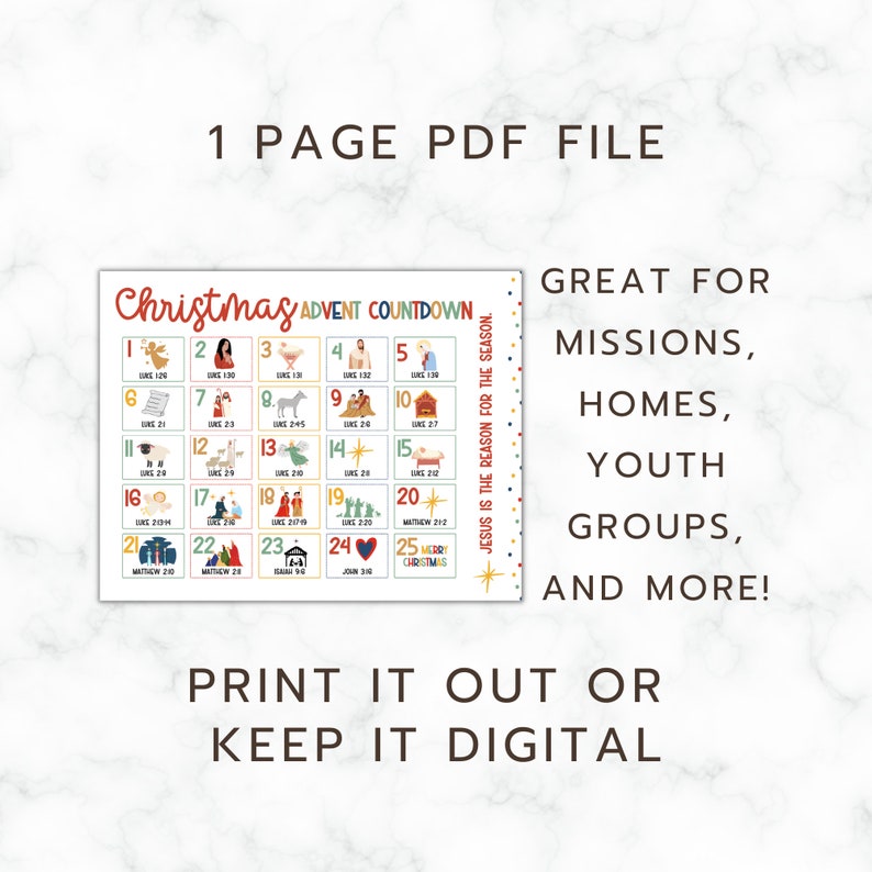 Christmas Scripture Advent Calendar | Bible Verse Advent Calendar ...
