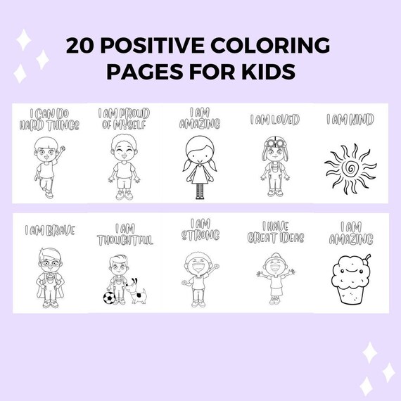 20 Affirmation Coloring Pages Printable Words of - Etsy