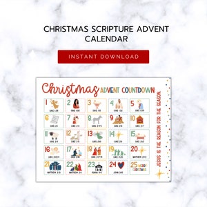 Christmas Scripture Advent Calendar | Bible Verse Advent Calendar ...
