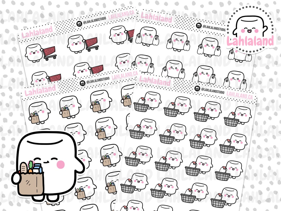 Groceries Digital Stickers, Shopping Stickers, Grocery Printable ...