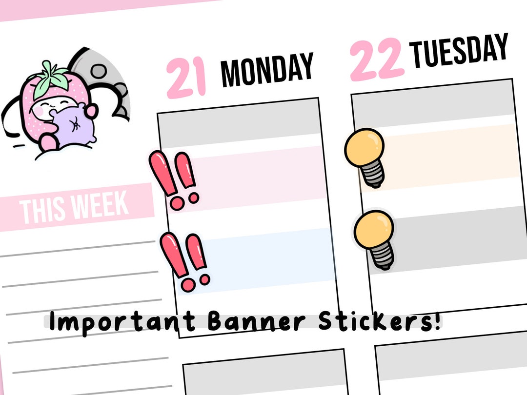 Important Banners Digital Stickers, Important Stickers, Printable ...