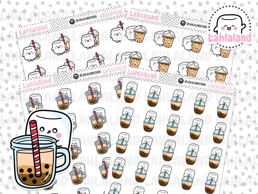 Boba Digital Stickers, Bubble Tea Stickers, Printable Stickers, Pre ...