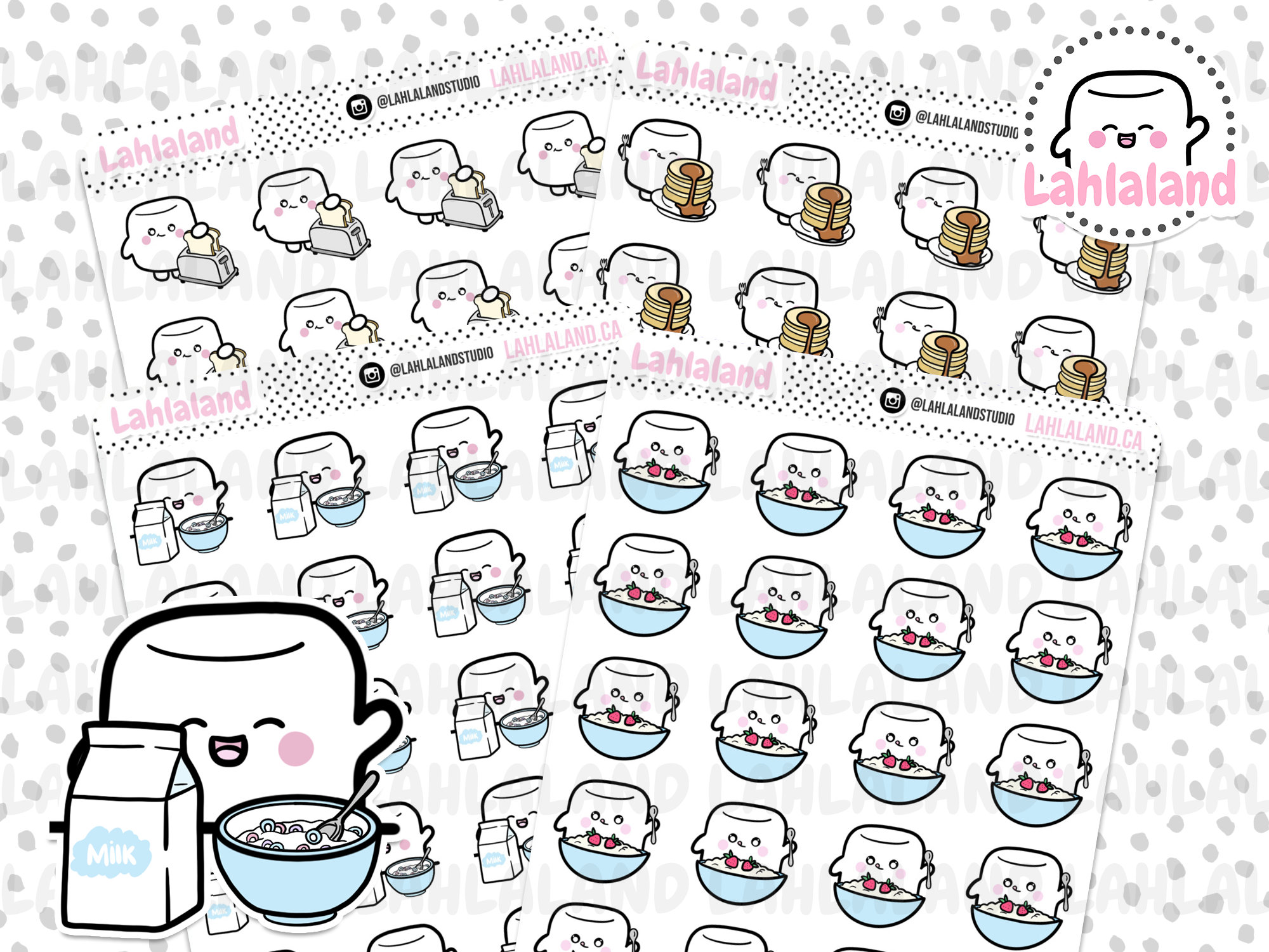 Paper & Party Supplies Mallows Printable Character Stickers DIY Planner ...