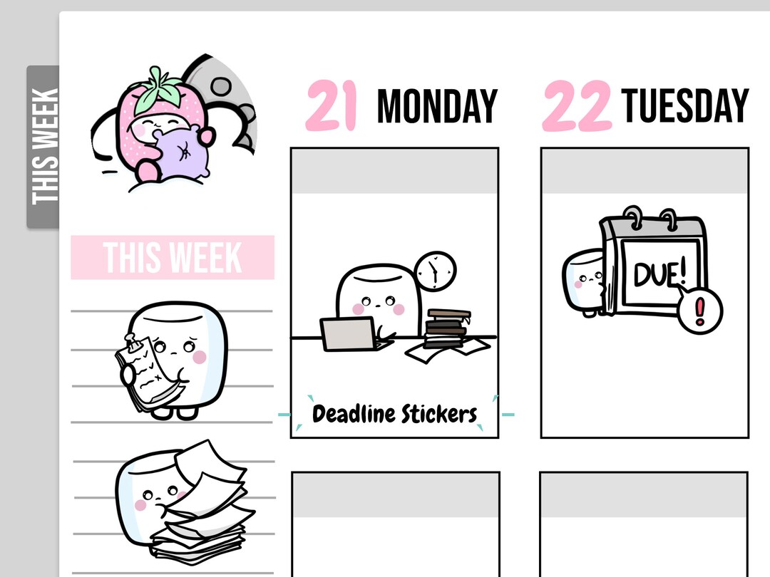 Deadline Stickers Digital, Cute Stickers, Deadline Stickers, Digital ...