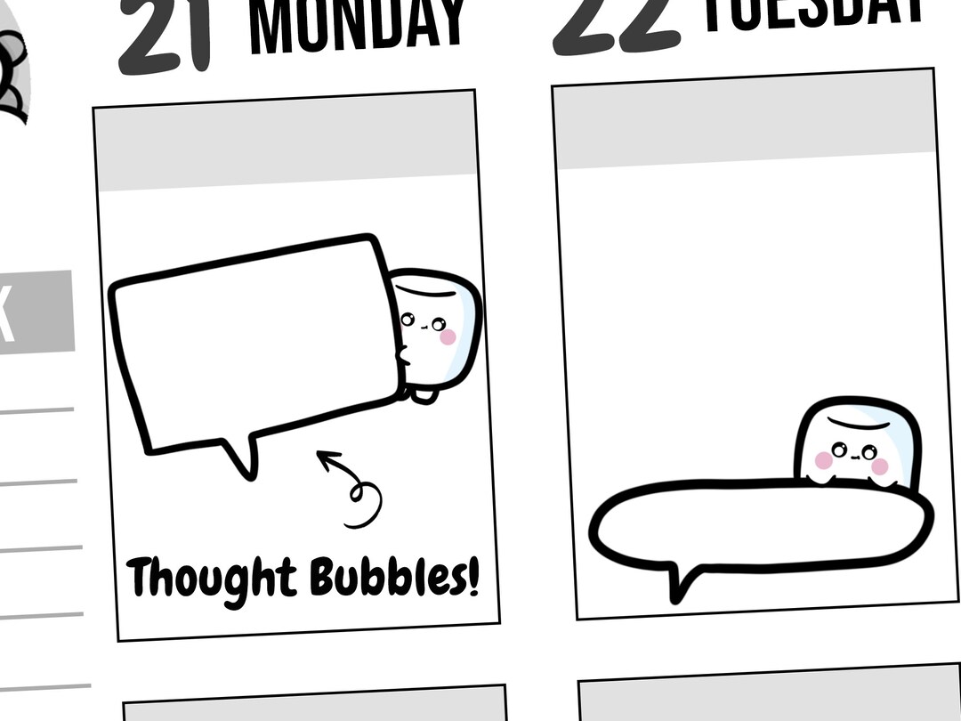 Thought Bubbles Digital Stickers, Banner Stickers, Printable Stickers ...