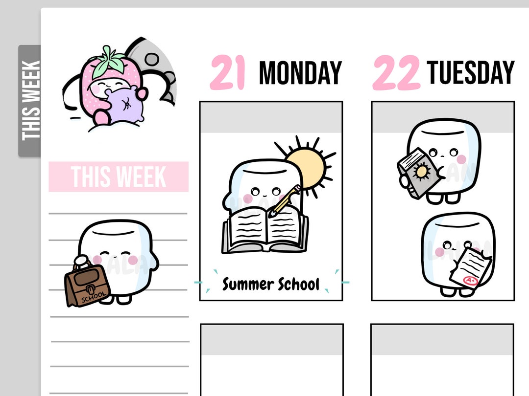 Summer School Stickers Digital, Cute Stickers, School Stickers, Digital ...