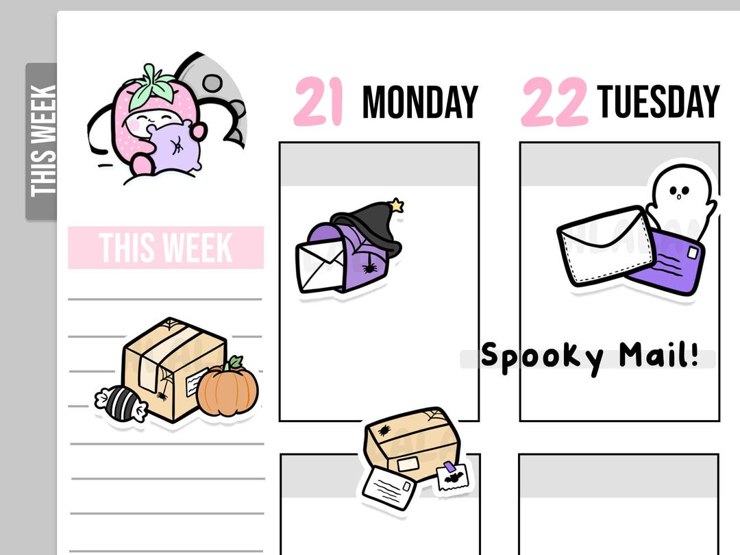 Spooky Mail Digital Stickers, Goodnotes Stickers, Happy Mail Stickers ...