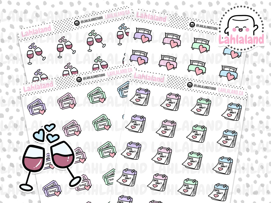 Date Night Digital Stickers, Date Stickers, Printable Stickers, Pre ...