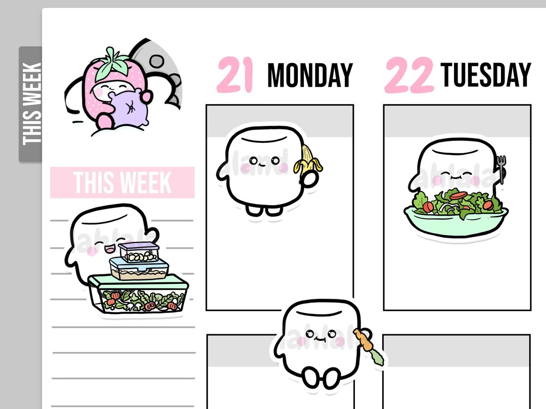 Healthy Eating Digital Stickers, Healthy Food Stickers, Printable ...
