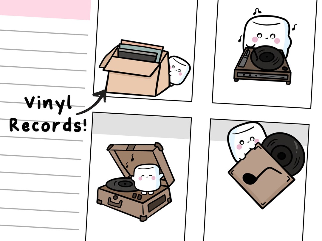 Vinyl Records Digital Stickers, Vinyl Record Stickers, Music Printable ...