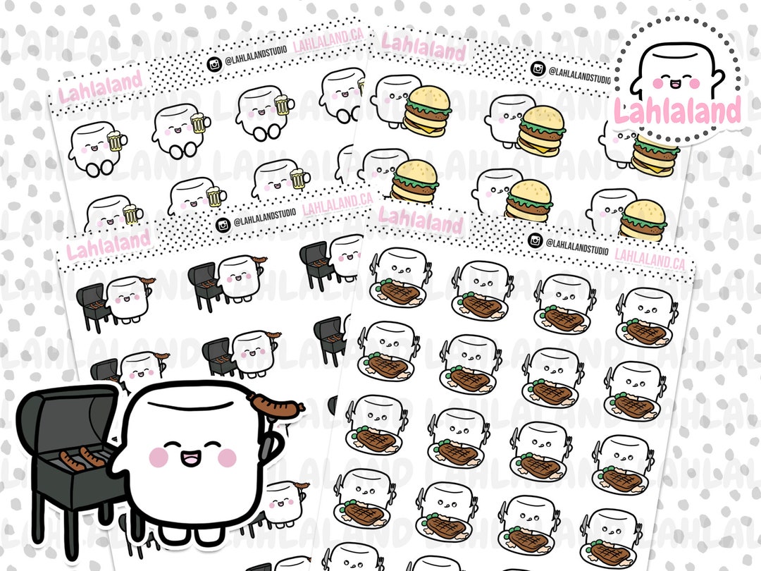 BBQ Digital Stickers, Bbq Stickers, Bbq Printable Stickers, Pre-cropped ...