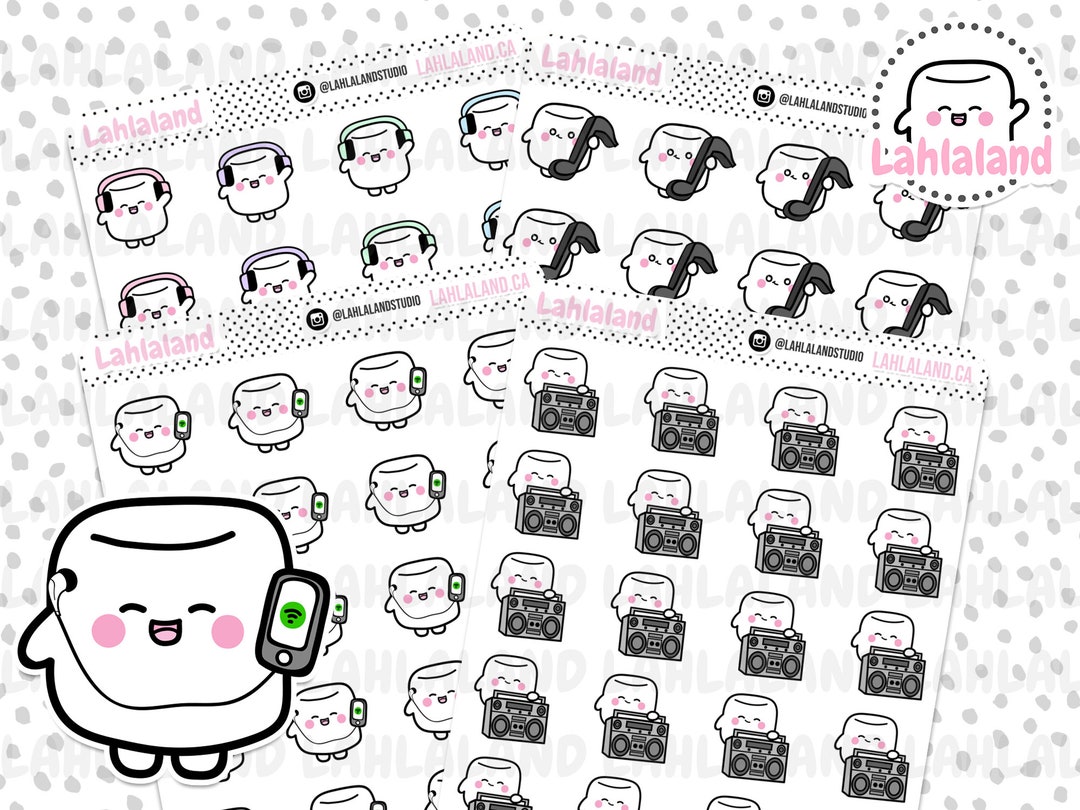 Music Digital Stickers, Music Stickers, Printable Stickers, Pre-cropped ...