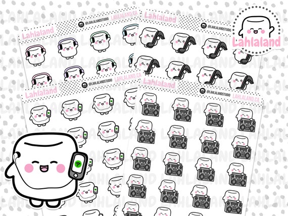 Paper & Party Supplies Mallows Printable Character Stickers DIY Planner ...