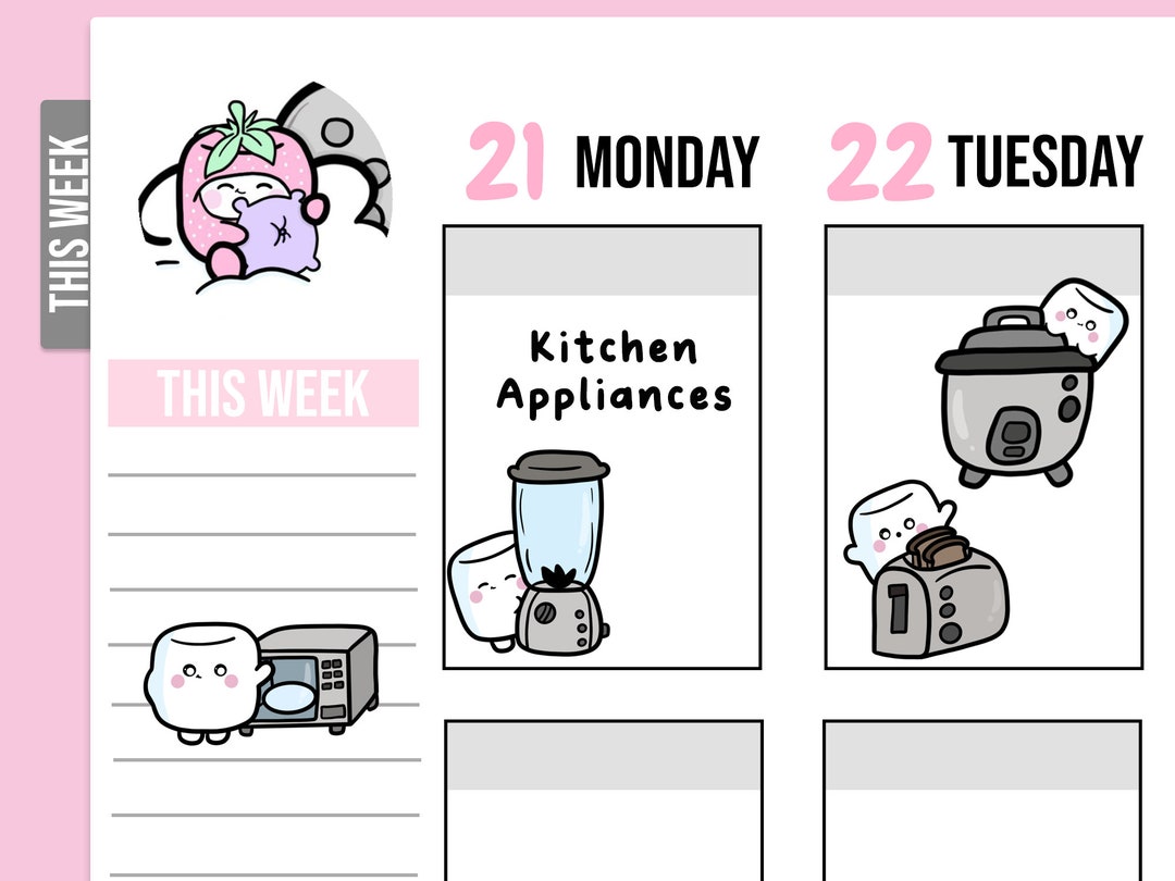 Kitchen Appliances Digital Stickers, Appliance Stickers, Cooking ...