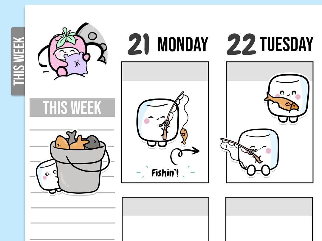 Fishing Digital Stickers, Fishing Stickers, Fishing Printable Stickers ...