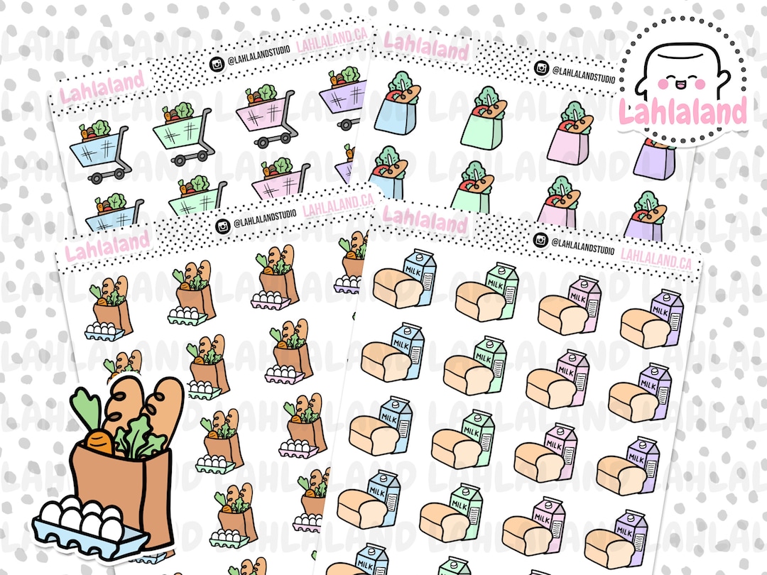 Grocery Digital Stickers, Grocery Stickers, Printable Stickers, Pre ...