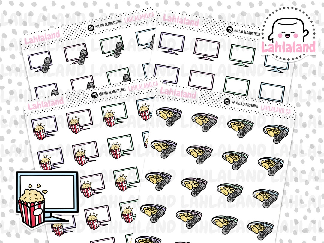 TV Digital Stickers, TV Stickers, Printable Stickers, Pre-cropped ...