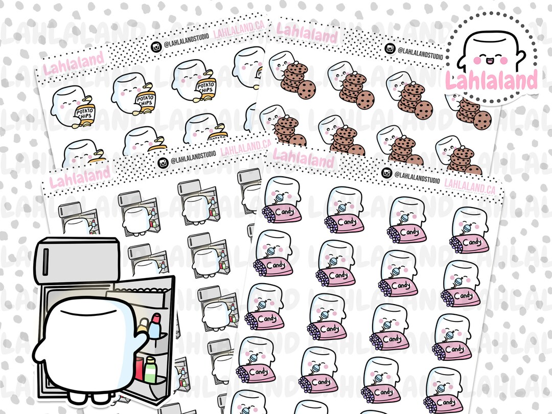 Snack Digital Stickers, Snack Stickers, Printable Stickers, Pre-cropped ...