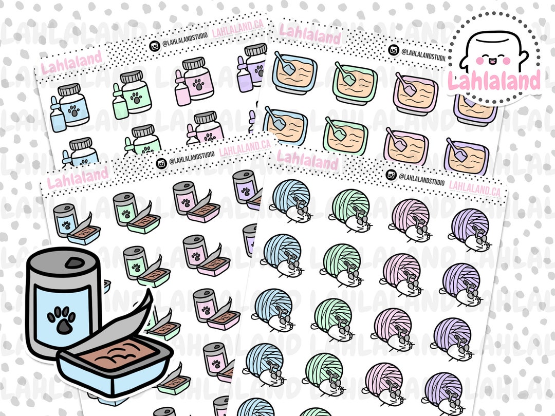 Pet Digital Stickers, Pet Care Stickers, Pet Cat Printable Stickers ...
