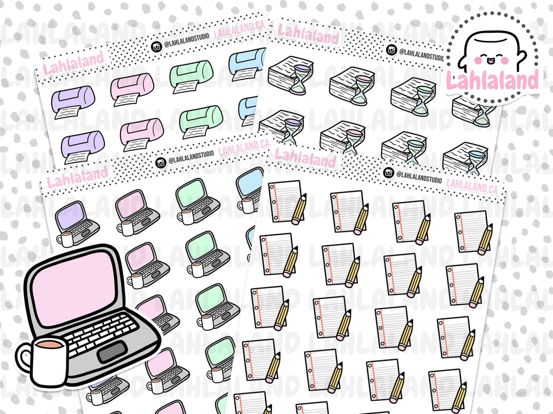Work Digital Stickers, Work Stickers, Printable Stickers, Pre-cropped ...