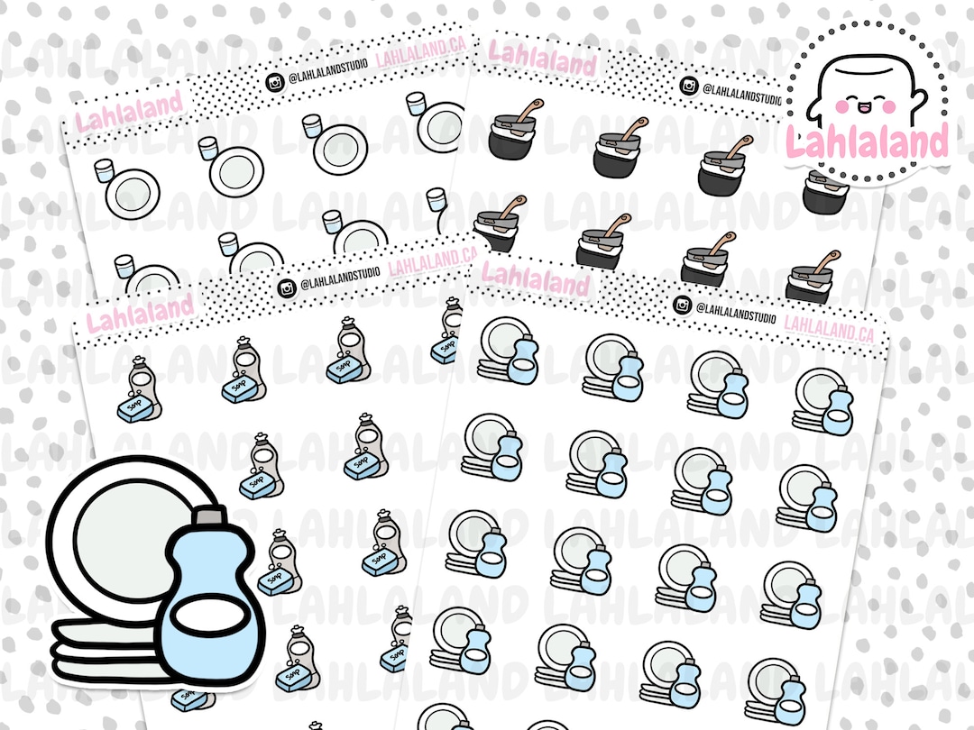Dishes Digital Stickers, Dishes Stickers, Chore Printable Stickers, Pre ...