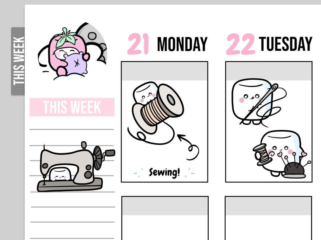 Sewing Digital Stickers, Sewing Stickers, Sewing Printable Stickers ...