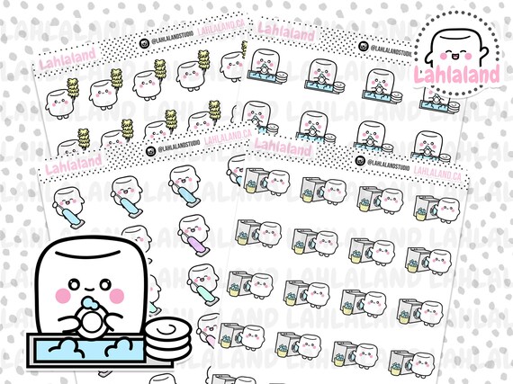 Paper & Party Supplies Mallows Printable Character Stickers DIY Planner ...