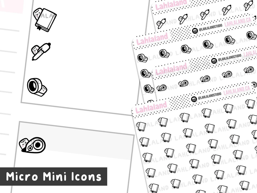 Stationery Micro Mini Icons, Digital Stickers, Goodnotes Stickers ...