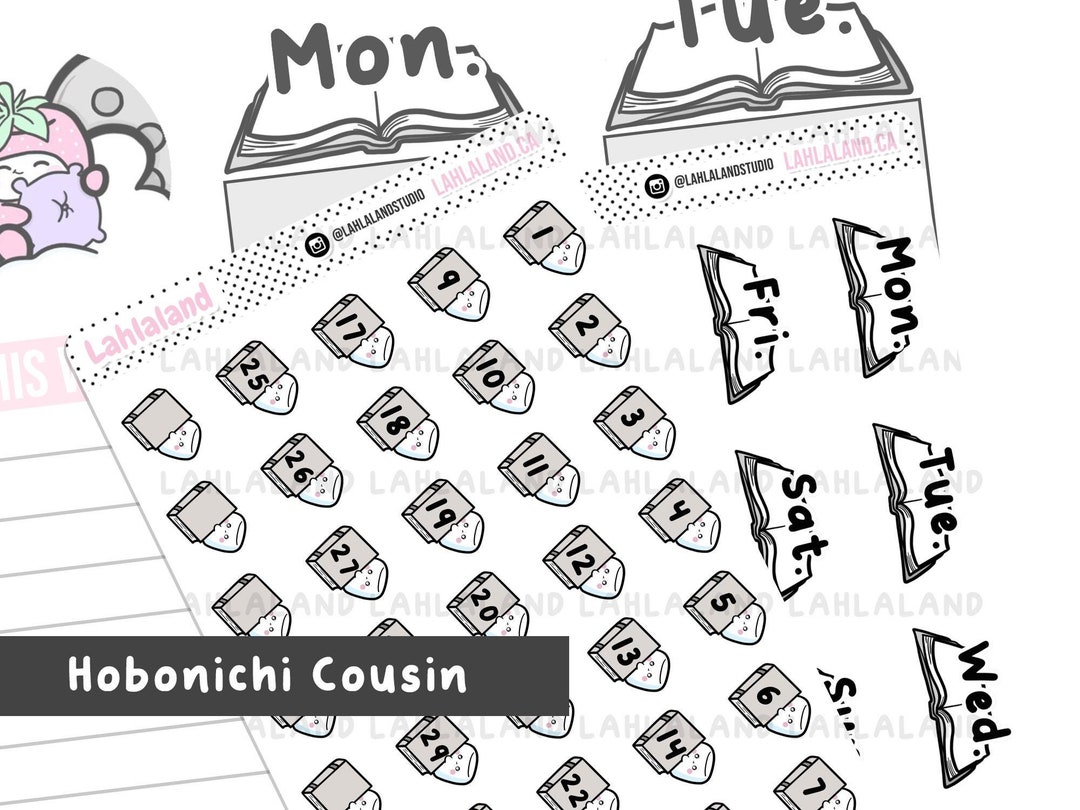 Hobonichi Cousin Book Date Covers, Digital Planner Stickers, Goodnotes ...