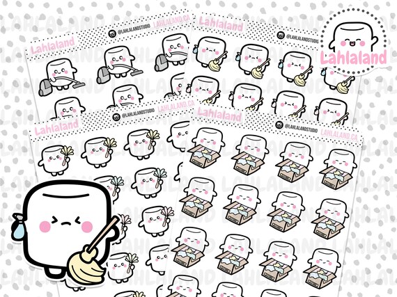 Paper & Party Supplies Mallows Printable Character Stickers DIY Planner ...