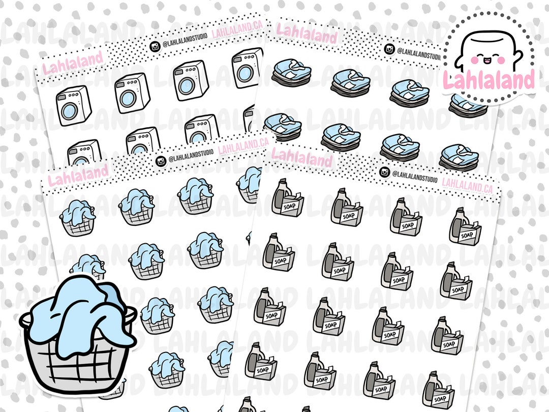 Laundry Digital Stickers, Laundry Stickers, Laundry Printable Stickers ...