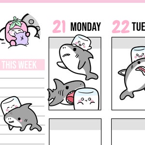 Shark Week Digital Stickers, Goodnotes Stickers, Period Stickers, Shark ...