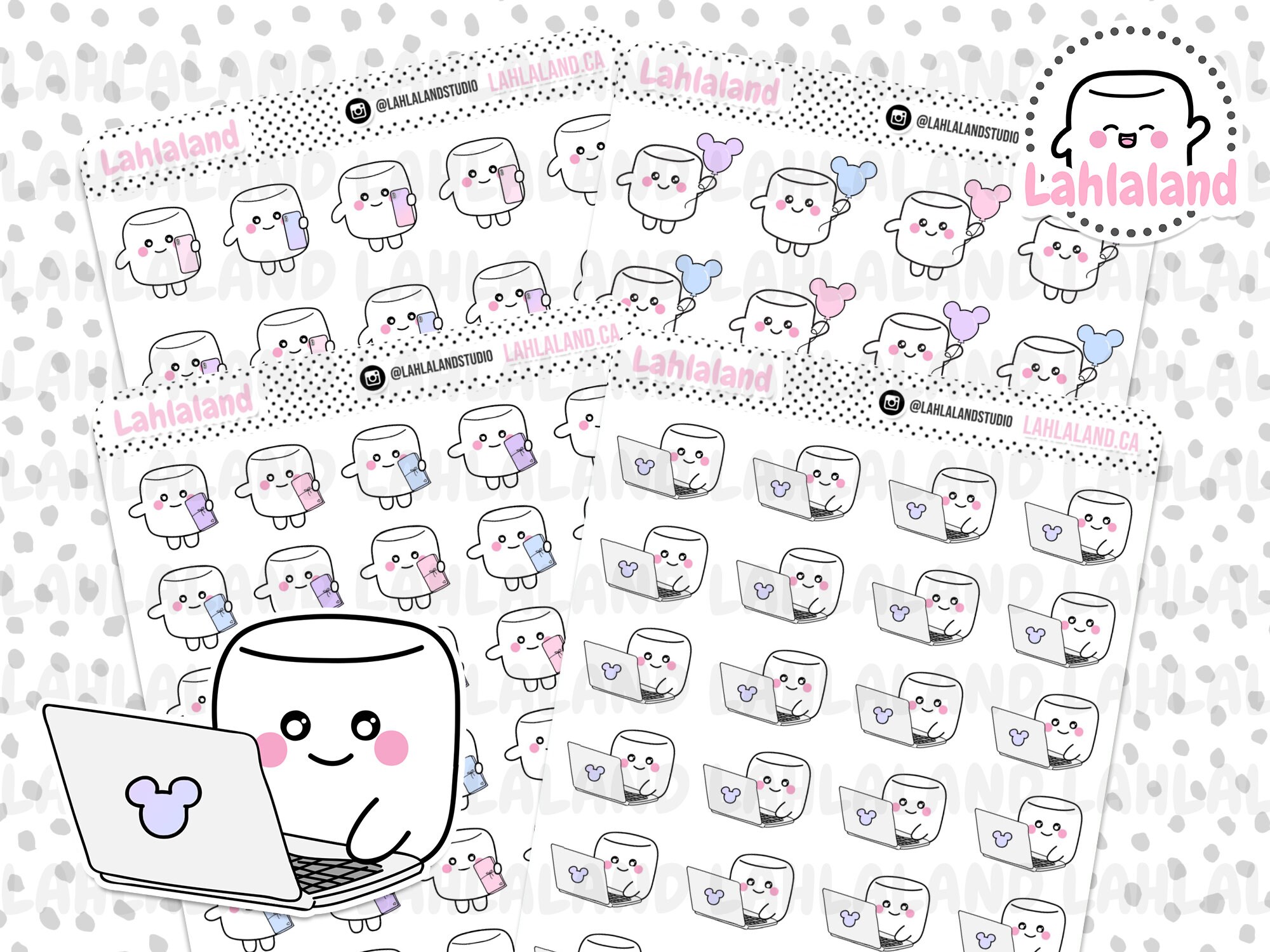 Paper & Party Supplies Mallows Printable Character Stickers DIY Planner ...