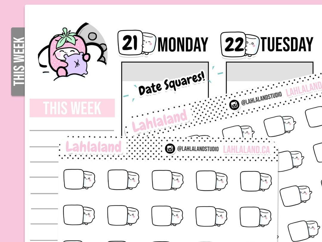 Date Squares Digital Stickers, Functional Stickers, Printable Stickers ...