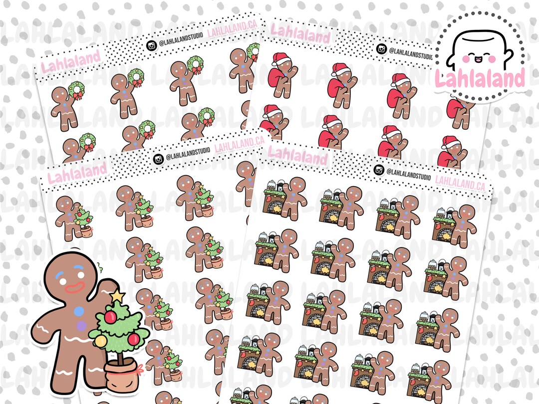 Printable Character Stickers - Gingerbread Santa Stickers | DIY Planner ...