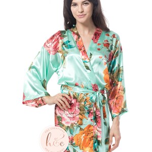Floral Bridesmaid Robes, Wedding Day Robe, Maid of Honor Robe, Bridal ...